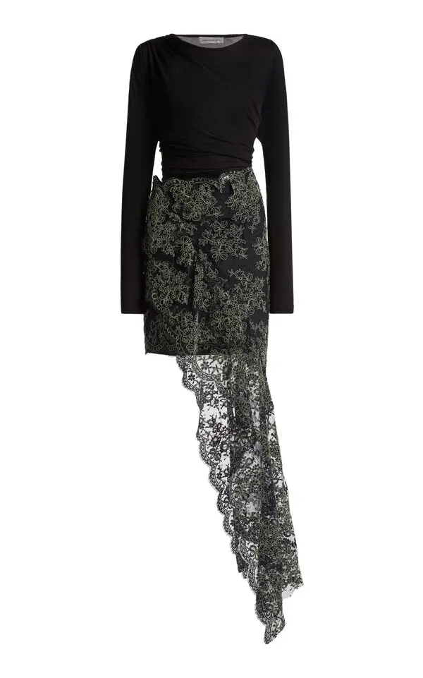 Christopher Esber Verve Twisted Lace Mini Dress - Black