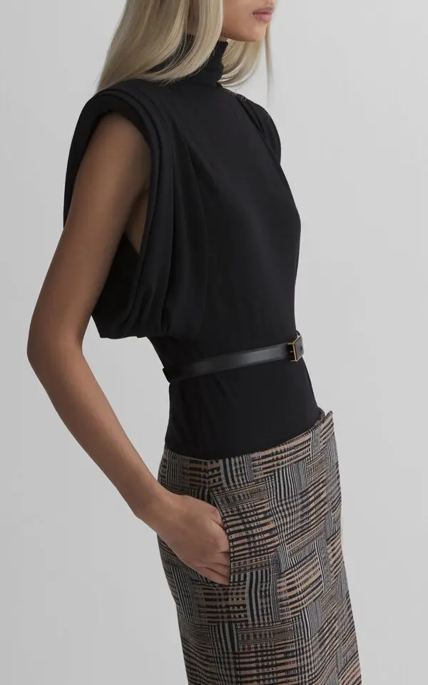 MUGLER Draped Wool-blend Top