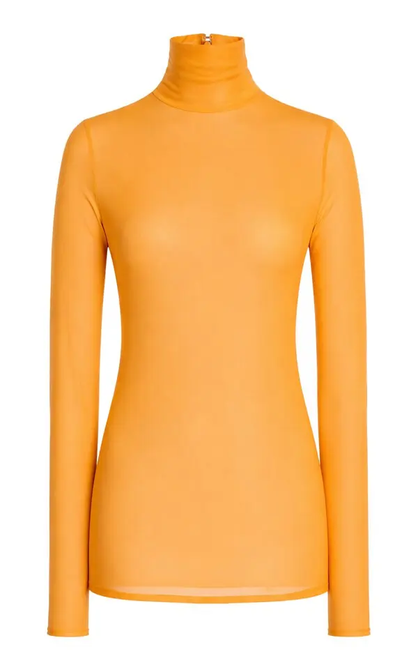 MUGLER High Collar Silk-blend Top