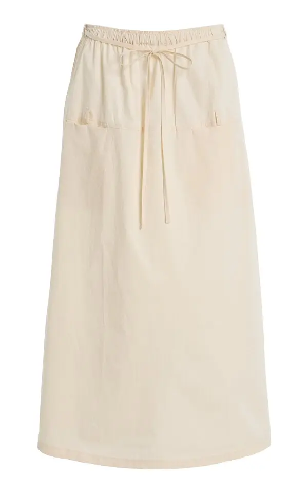 DEIJI STUDIOS Loop Pocket Cotton Maxi Skirt - White