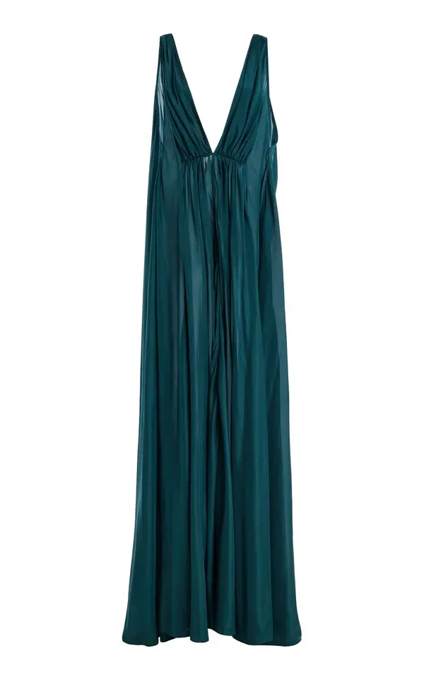 TEMILY Angelina Silk Habotai Maxi Dress - Blue