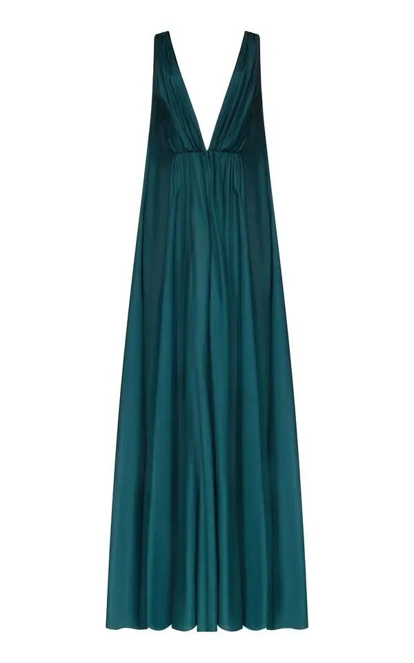 TEMILY Angelina Silk Habotai Maxi Dress - Blue