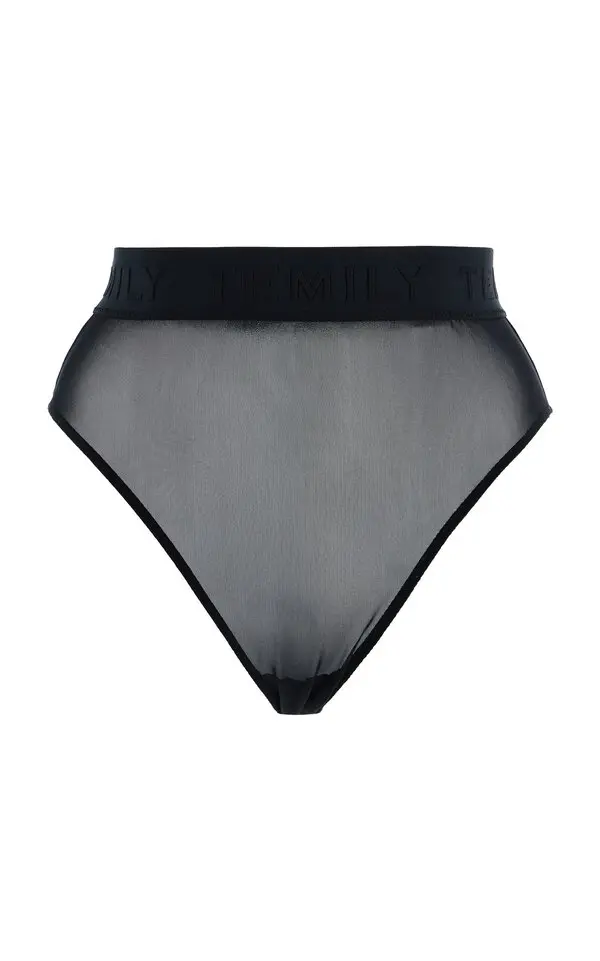 TEMILY Mesh High-rise Panty - Black