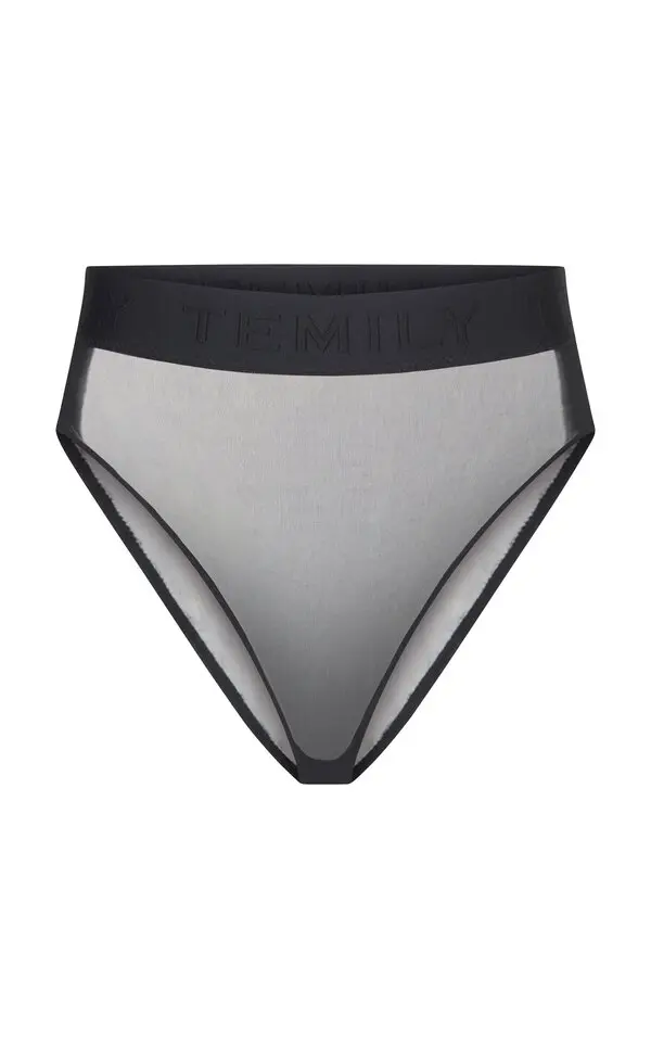 TEMILY Mesh High-rise Panty - Black