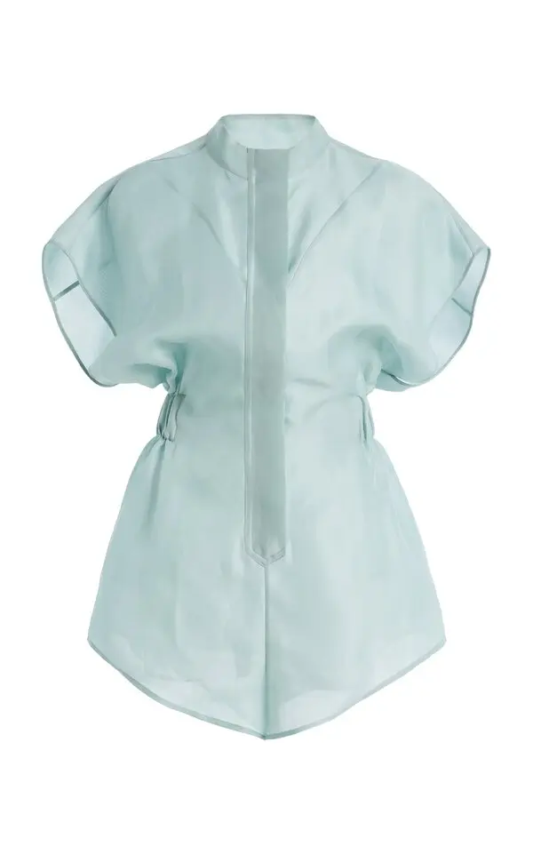 TEMILY Racer Silk Gazar Playsuit - Blue