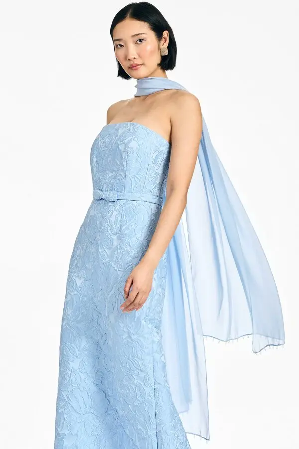 Sachin & Babi Emmy Blue Embellished Silk Chiffon Scarf - Sky