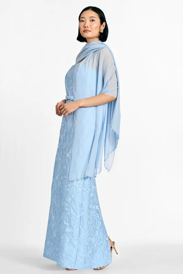 Sachin & Babi Emmy Blue Embellished Silk Chiffon Scarf - Sky