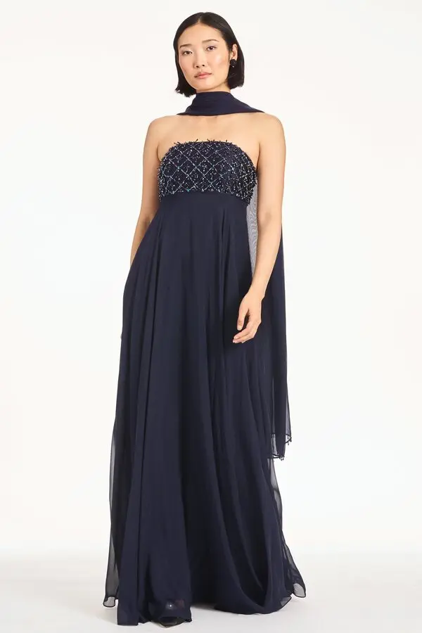 Sachin & Babi Embellished Strapless Gown - Midnight