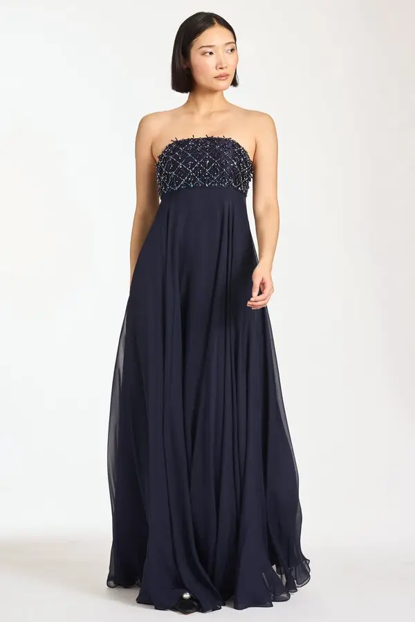 Sachin & Babi Embellished Strapless Gown - Midnight