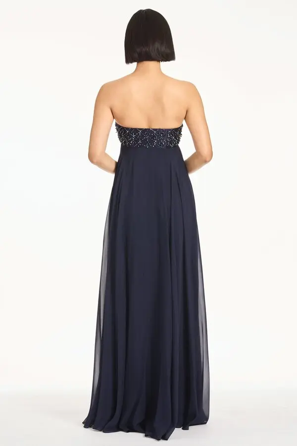 Sachin & Babi Embellished Strapless Gown - Midnight