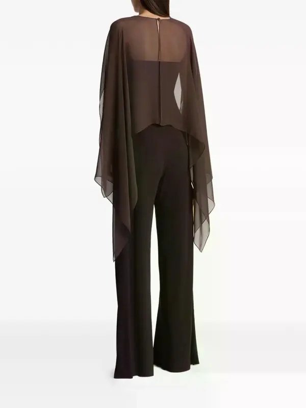 Alberta Ferretti Sheer-paneled Cape Top - Brown