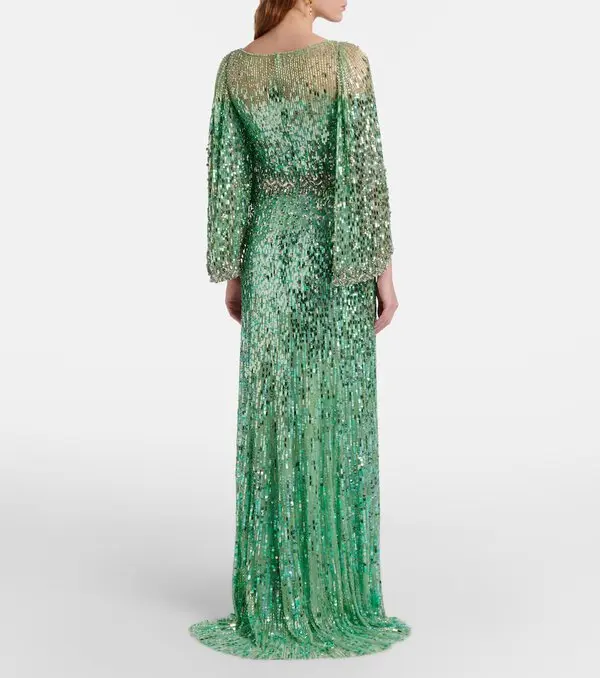 Jenny Packham Ines Embellished Sequined Gown
