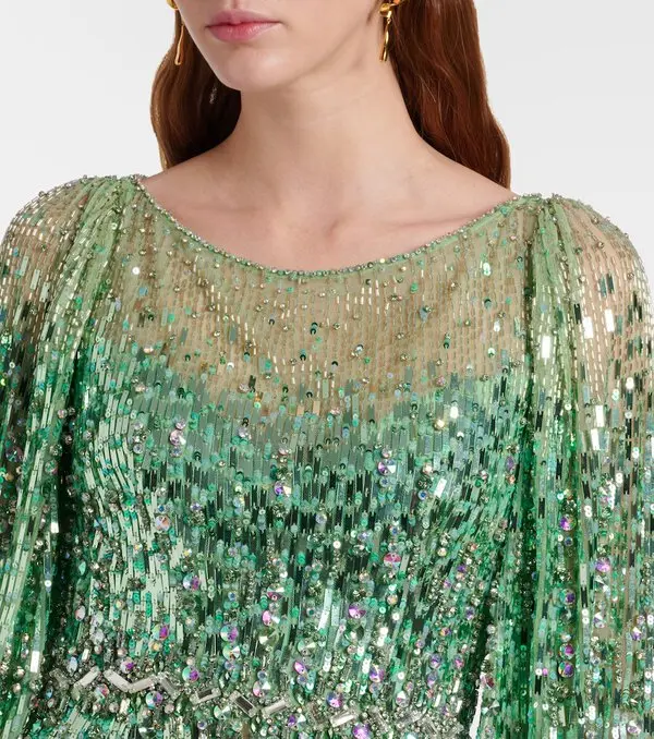 Jenny Packham Ines Embellished Sequined Gown
