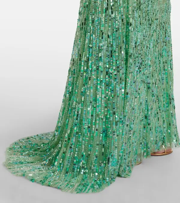 Jenny Packham Ines Embellished Sequined Gown