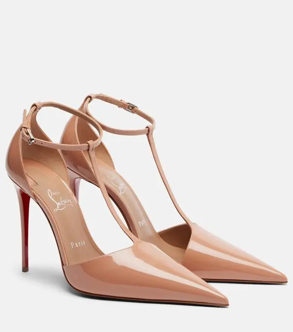 CHRISTIAN LOUBOUTIN Kate Patent Leather Pumps - Beige
