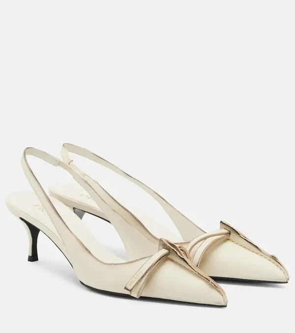 Prada Leather Slingback Pumps - White