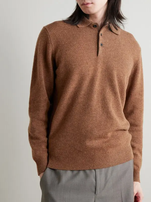 BEAMS Wool Polo Shirt - Brown