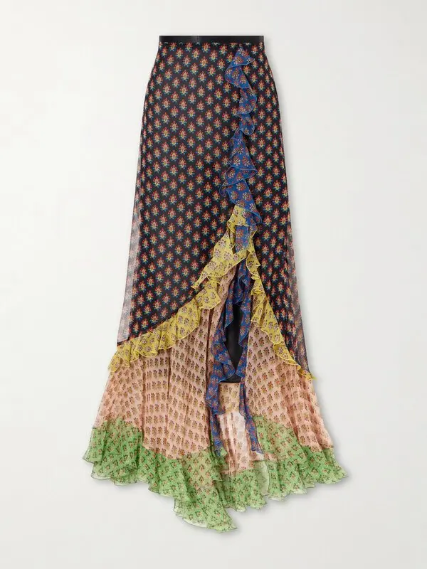 Etro Floral-print Silk-chiffon Maxi Skirt
