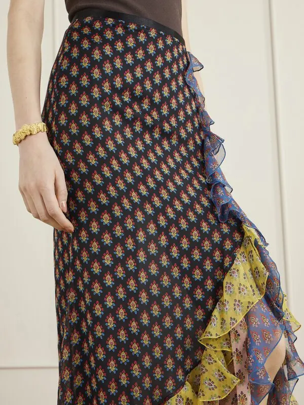 Etro Floral-print Silk-chiffon Maxi Skirt