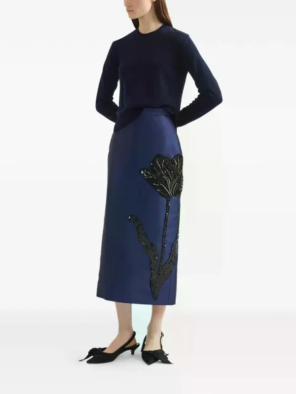 Erdem Floral Mikado Pencil Skirt