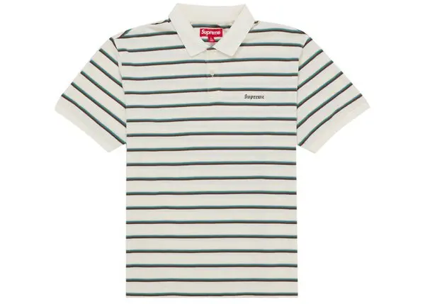 Supreme Washed Stripe Polo Shirt - White