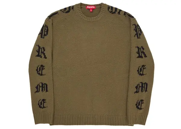 Supreme Old English Sleeves Sweater - Olive