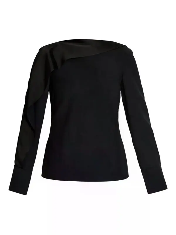 Erdem Satin-paneled Long-sleeve Top - Black