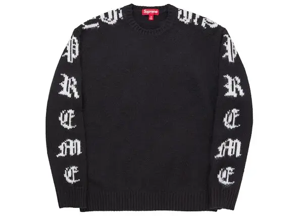 Supreme Old English Sleeves Sweater - Black