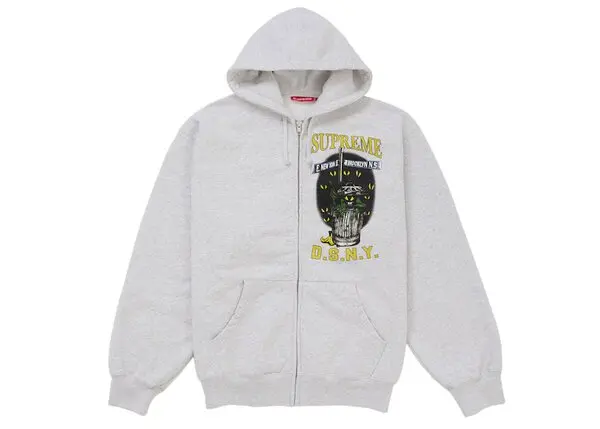 Supreme Dsny Zip Up Hooded Sweatshirt - Heather Grey
