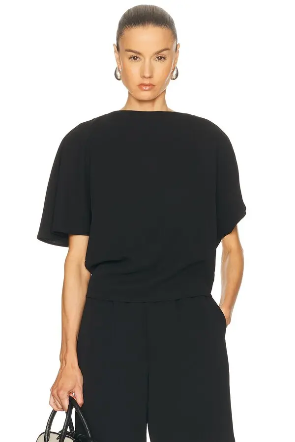 EAVES X Jasmine Tookes Greta Polished Crepe Top - Black