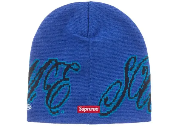 Supreme New Era Cursive Beanie - Blue