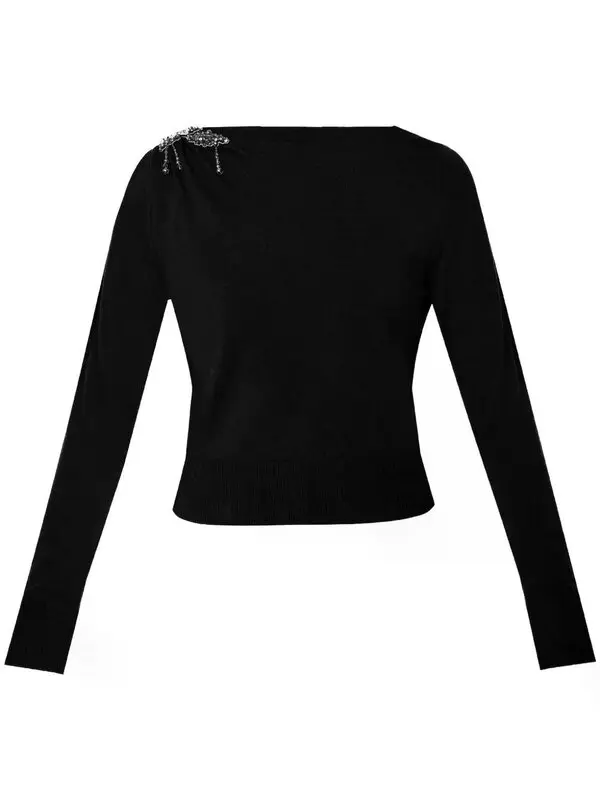 Erdem Cropped Cold-shoulder Sweater - Black