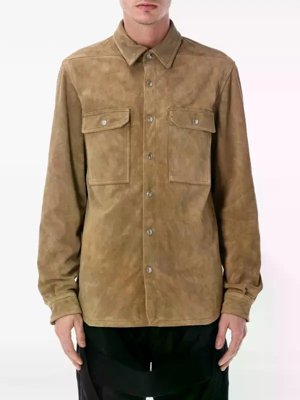 Rick Owens Long Sleeve Shirt Jacket - Brown