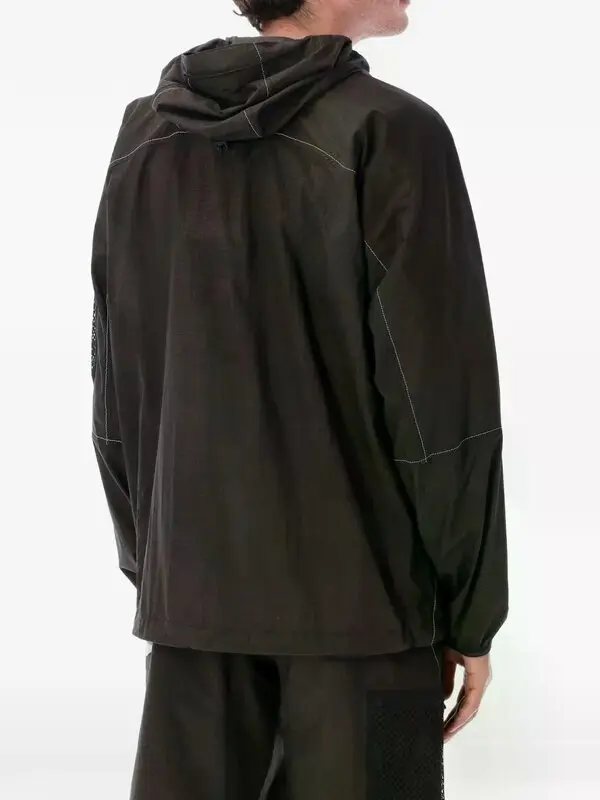 AND WANDER Lightweight Grid Pattern Jacket - Brown