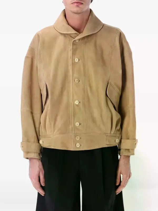 Auralee Suede Bomber Jacket - Neutrals