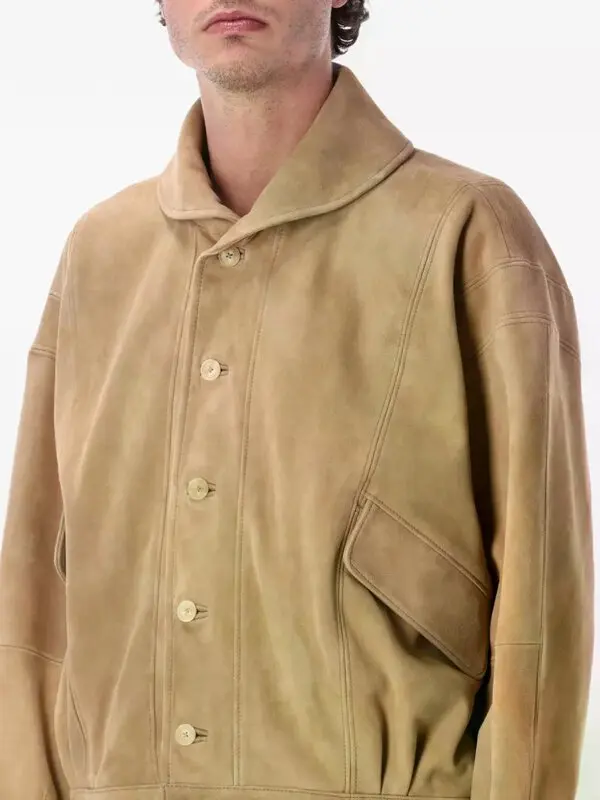 Auralee Suede Bomber Jacket - Neutrals