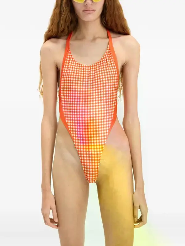 JEAN PAUL GAULTIER Gingham Open Back One-piece Swimsuit
