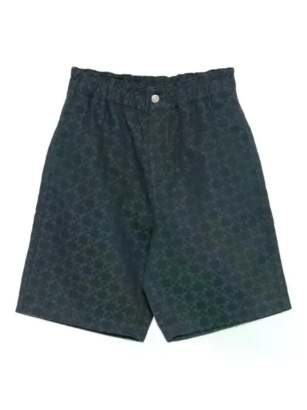 Sandro Square Cross Pattern Denim Shorts