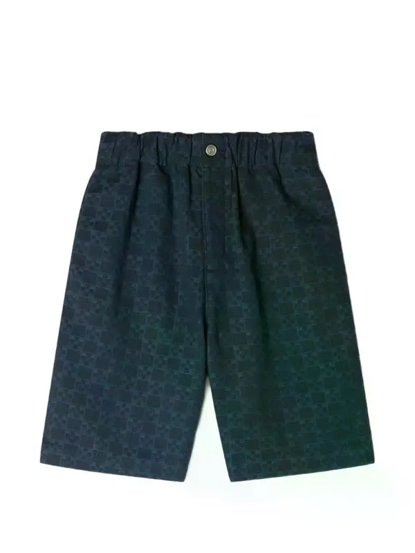 Sandro Square Cross Pattern Denim Shorts - Blue