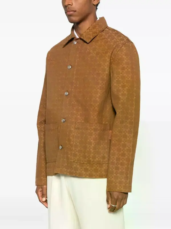 Sandro Square Cross Jacquard Denim Worker Jacket