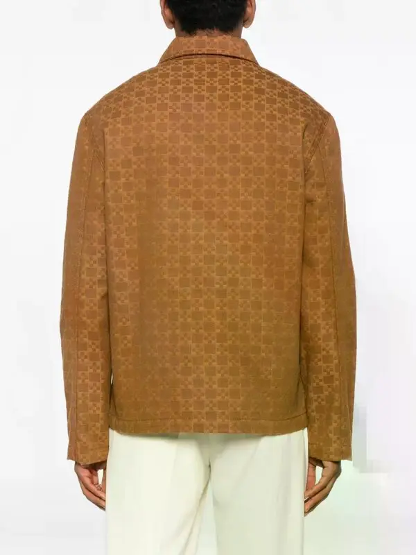 Sandro Square Cross Jacquard Denim Worker Jacket