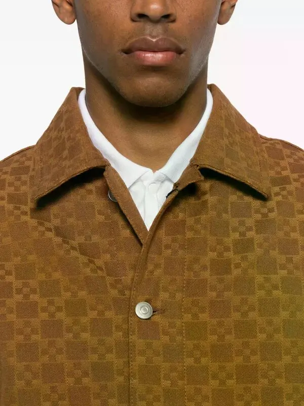 Sandro Square Cross Jacquard Denim Worker Jacket