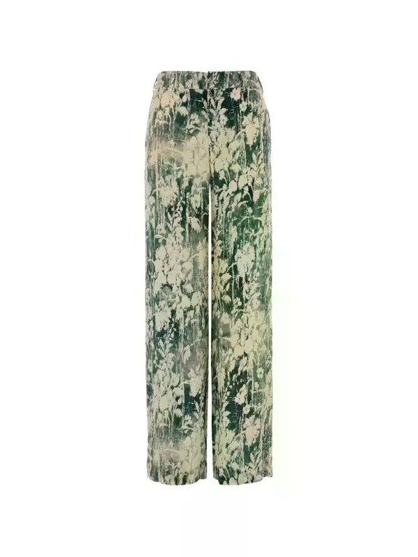 PT TORINO Printed Satin Wide-leg Trousers - Green
