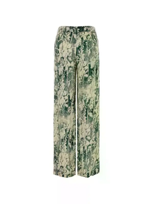 PT TORINO Printed Satin Wide-leg Trousers - Green