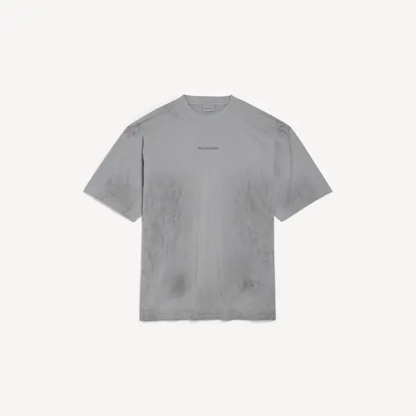 Balenciaga Medium Fit T-shirt With Embroidered Logo - Grey