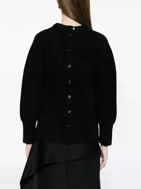 Carven V-neck Long Sleeve Sweater - Black