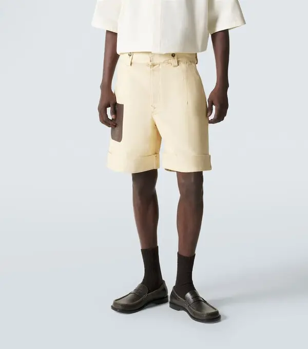 Loewe Anagram Leather-trimmed Cotton Shorts