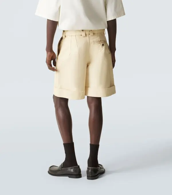 Loewe Anagram Leather-trimmed Cotton Shorts