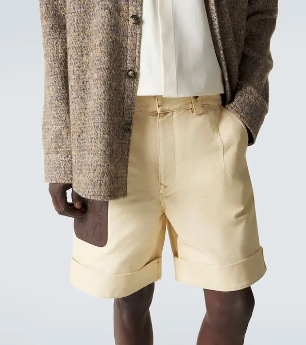 Loewe Anagram Leather-trimmed Cotton Shorts