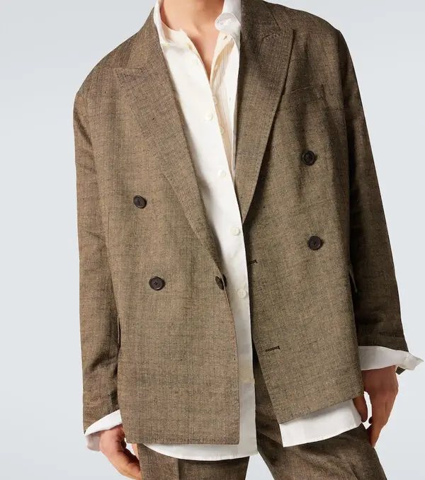 Our Legacy Halt Double-breasted Linen, Silk And Cotton Blazer